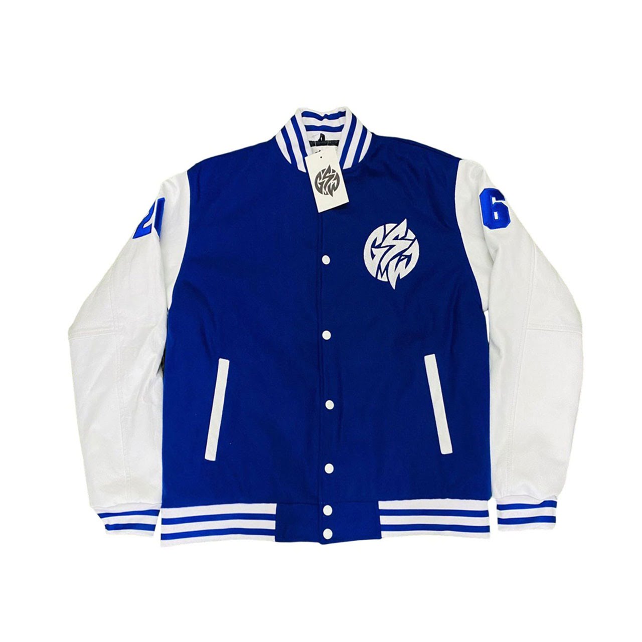 Royal Blue Wool Body White Leather Sleeves Varsity Winter Jacket – GSW ...